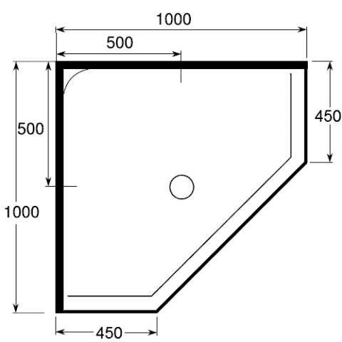 Pentagon 45 Deg Shower trays 900 x 900 and 1000 x 1000mm